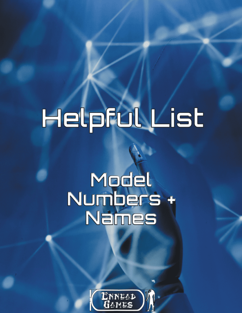 [PDF] Helpful List Model Numbers + Names - Ennead Games